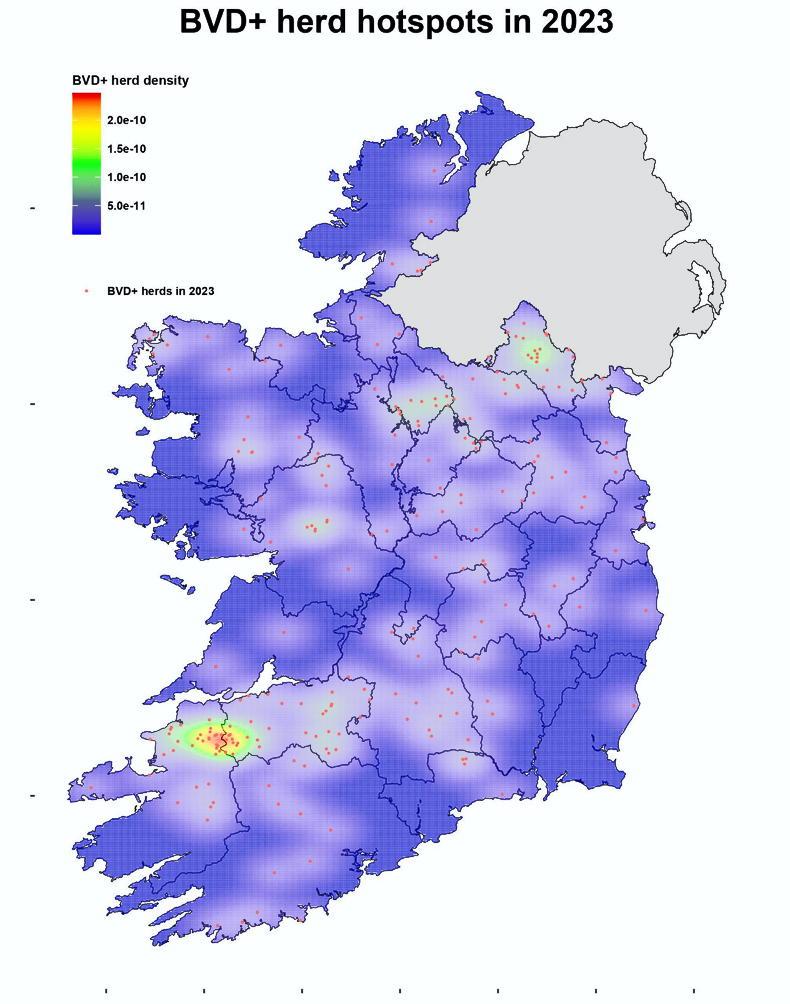 Maps: BVD hotspots a decade on - 2013 v 2023 - Free
